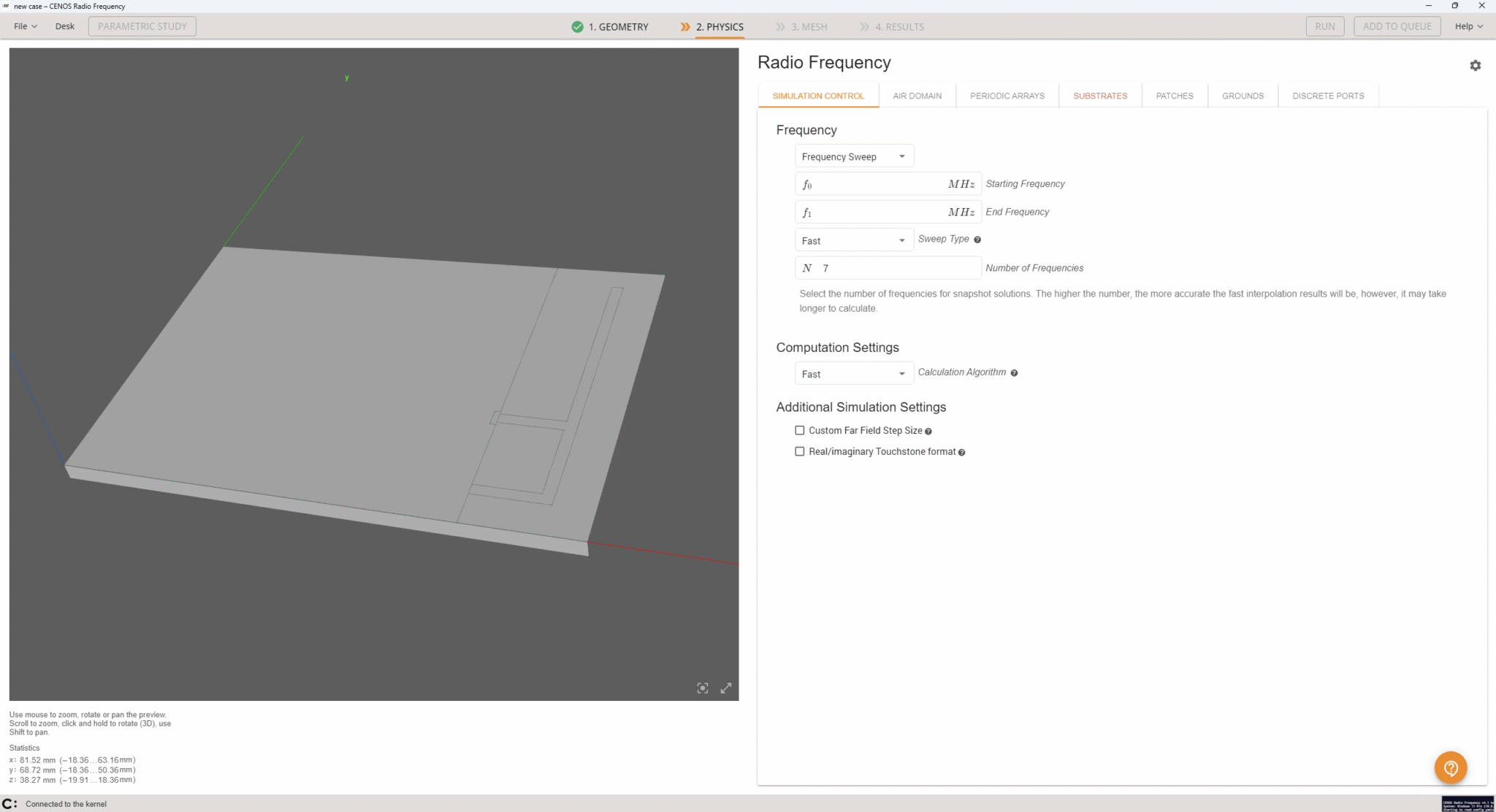 Inverted-F Antenna simulation setup